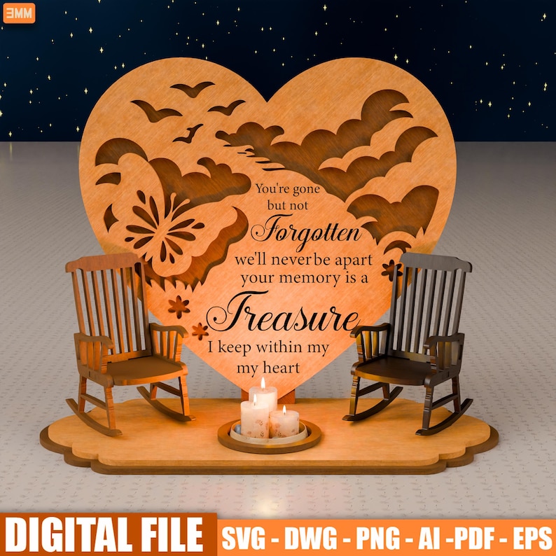 Memorial Heart SVG | Remembrance Decor Laser Cut File (digital Download ...