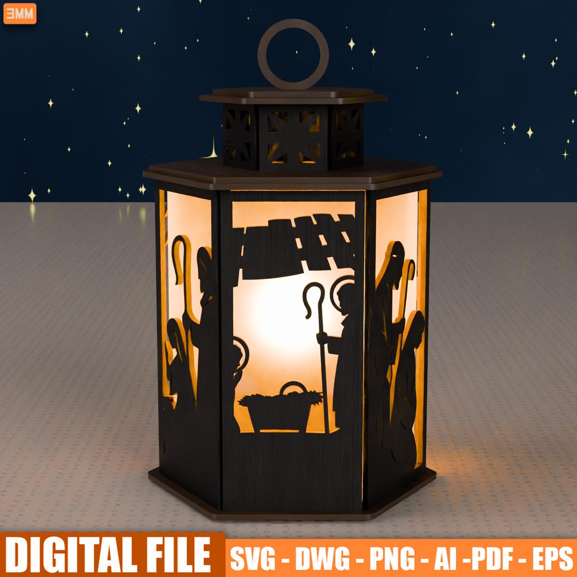 Farol de belén 3D SVG / Decoración navideña cortada a láser (archivo ...