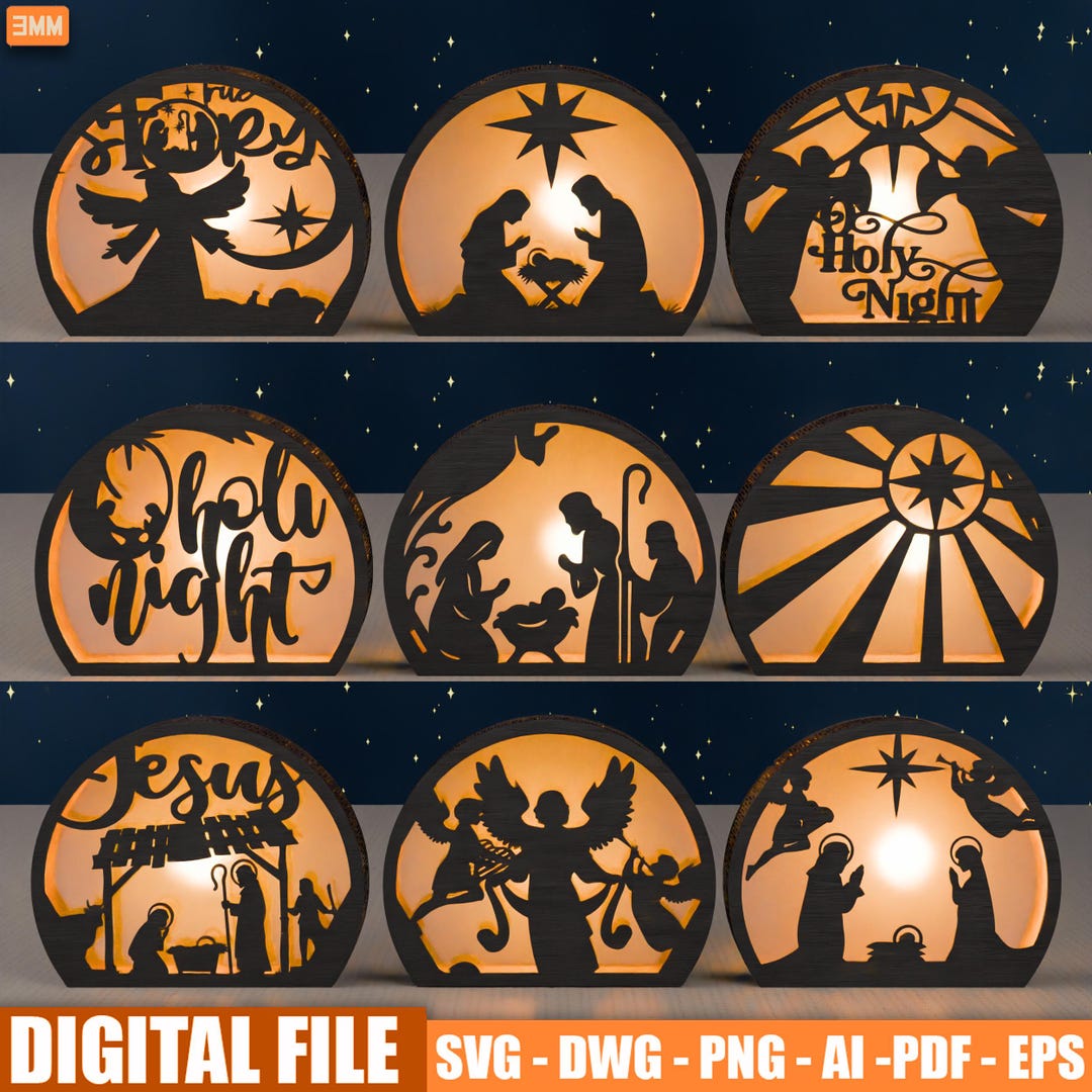3D Nativity Scene Lantern SVG | Laser Cut Christmas Decor (digital File ...