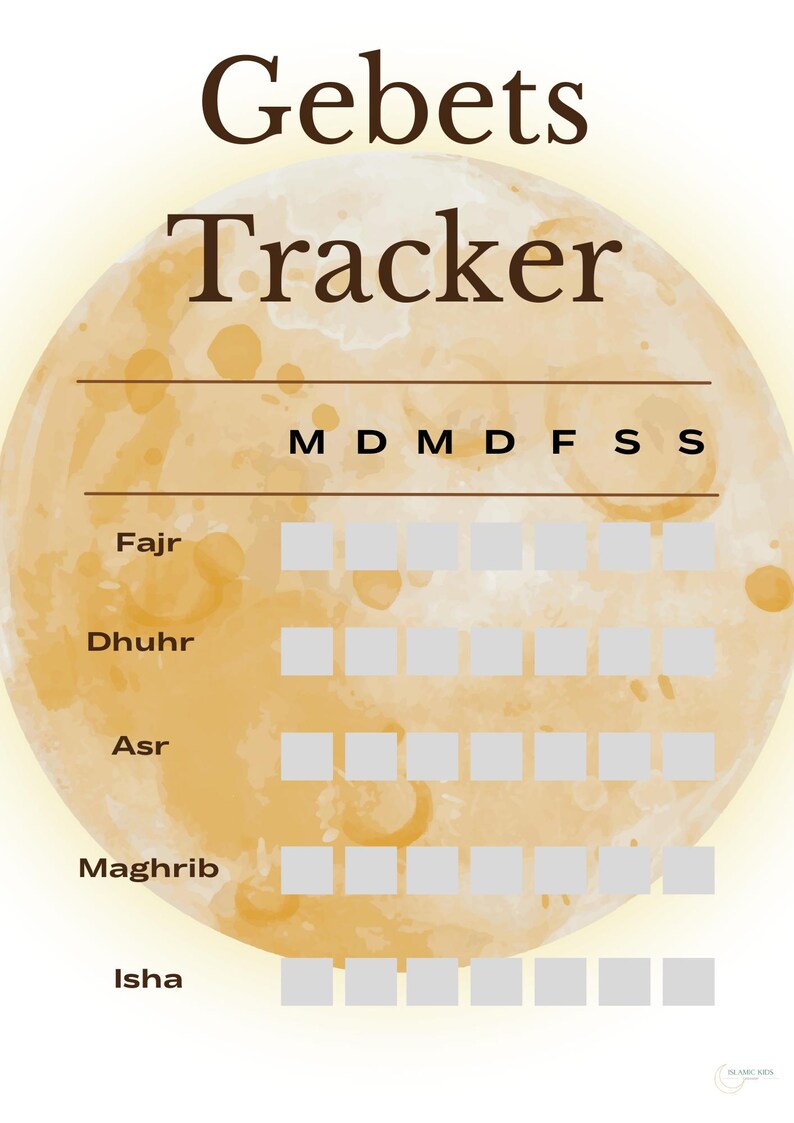 Prayer Tracker, Salah Tracker, Salah Checklist, Prayer Checklist ...
