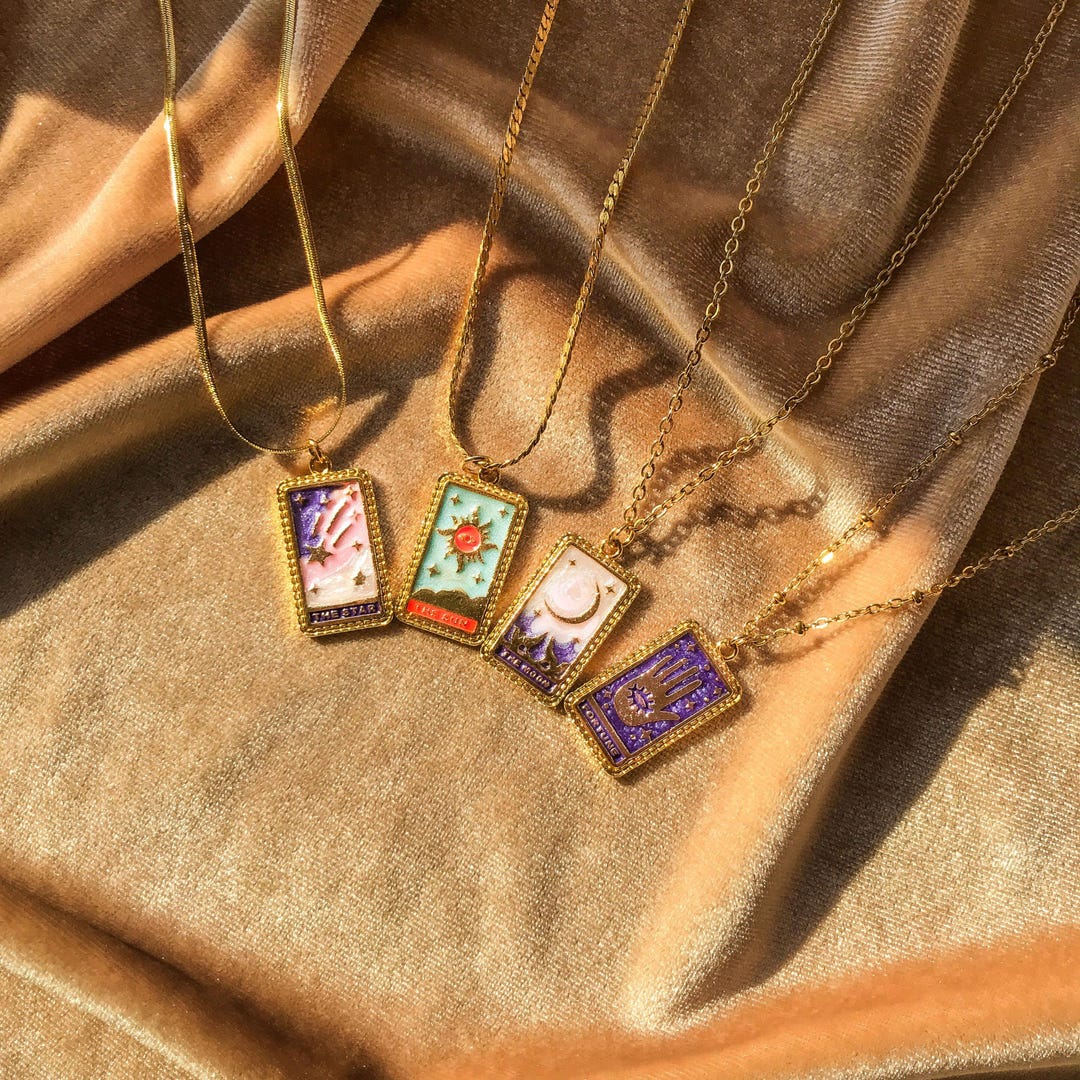 Customizable Tarot Card Necklace - the Sun, the Moon, the Star, Fortune ...