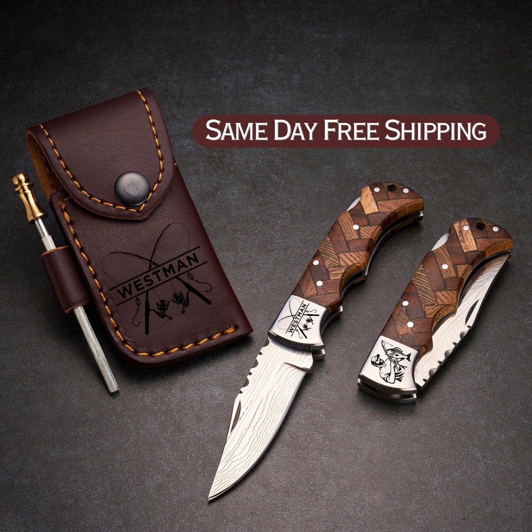 Fisherman Gift, Engraved Pocket Knife, Fishing Gifts, Personalized ...