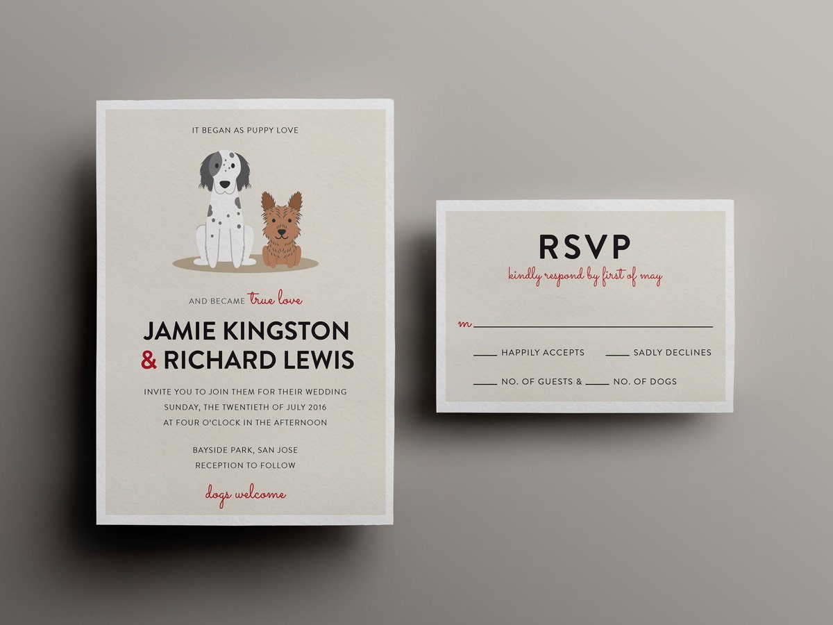 Dog Lover Personalized Portrait Wedding Invitation - Custom DIY ...