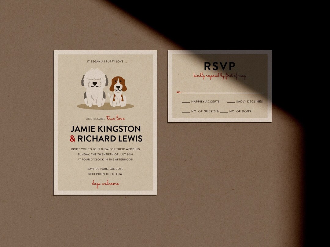 Dog Lover Personalized Portrait Wedding Invitation - Custom DIY ...