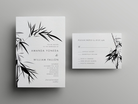 Bamboo Leaves Wedding Invitation Custom DIY Printable | Etsy