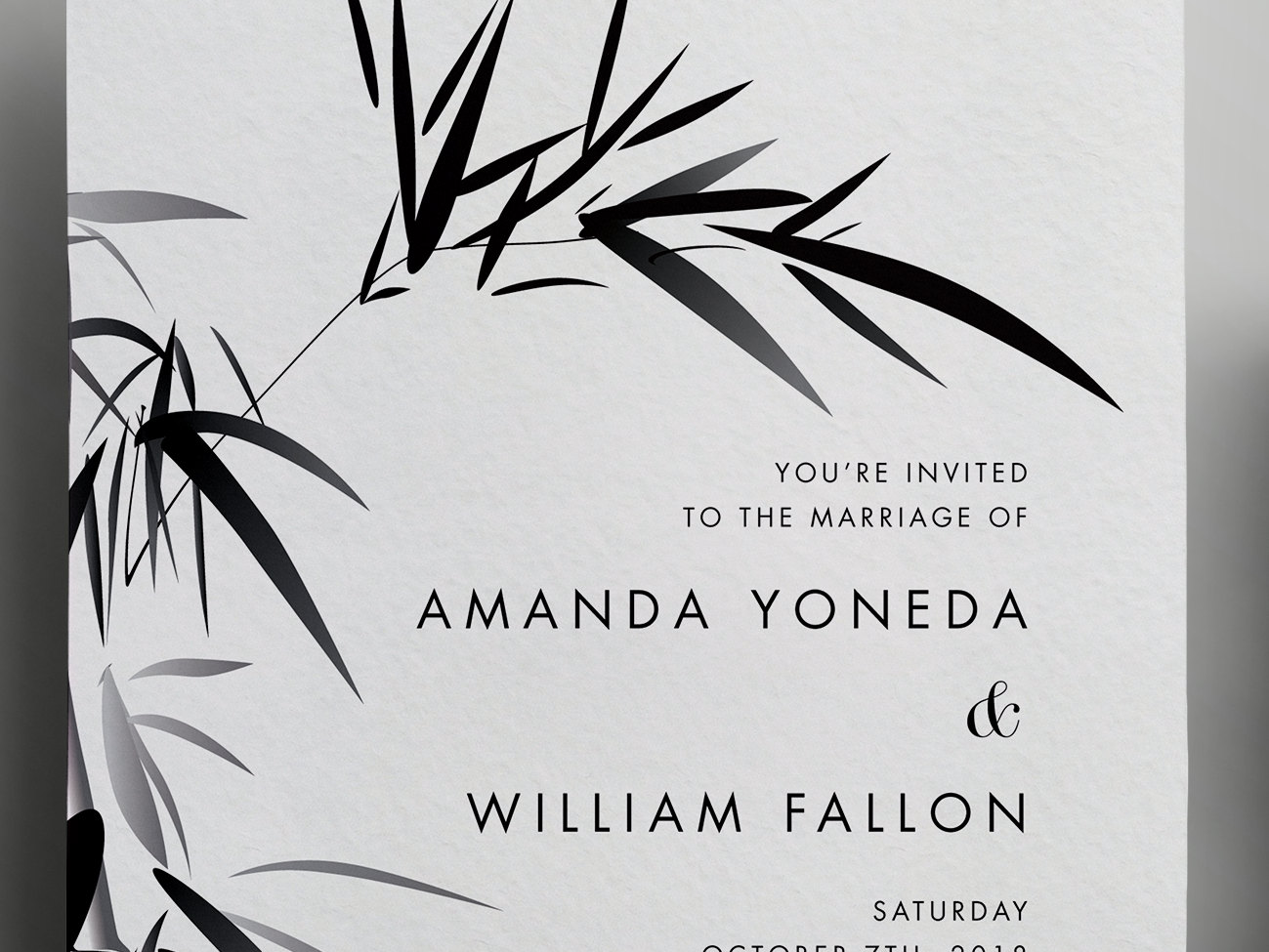 Bamboo Leaves Wedding Invitation - Custom DIY Printable - Etsy