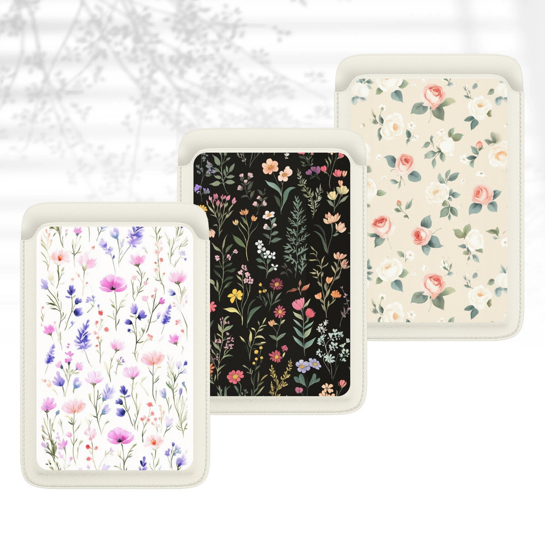 Cute Spring Flowers Magsafe Wallet, Magnetic Pastel Floral Wallet ...