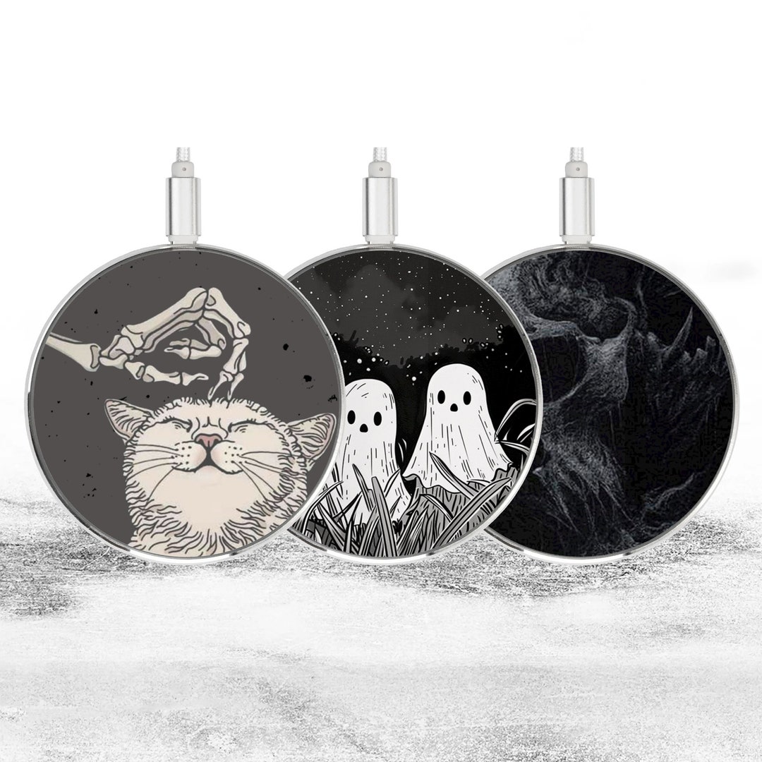 Spooky Skeleton Mobile Charger 15W Wireless Charging Gothic Art Pad ...