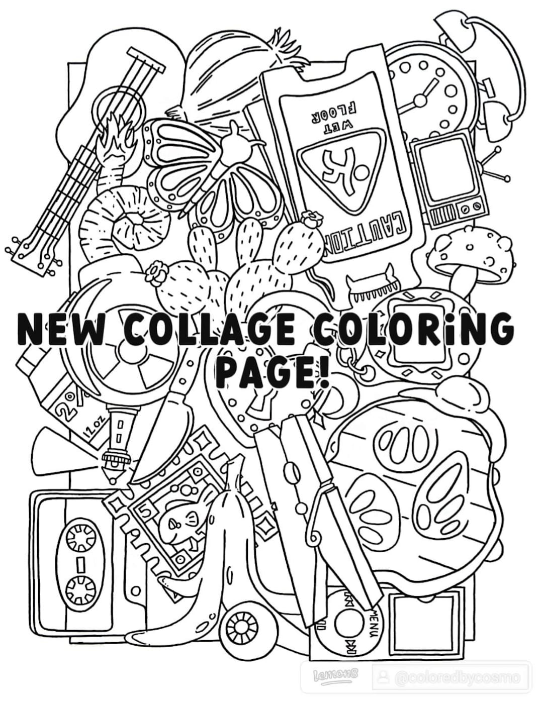 Collage Coloring Page - Etsy