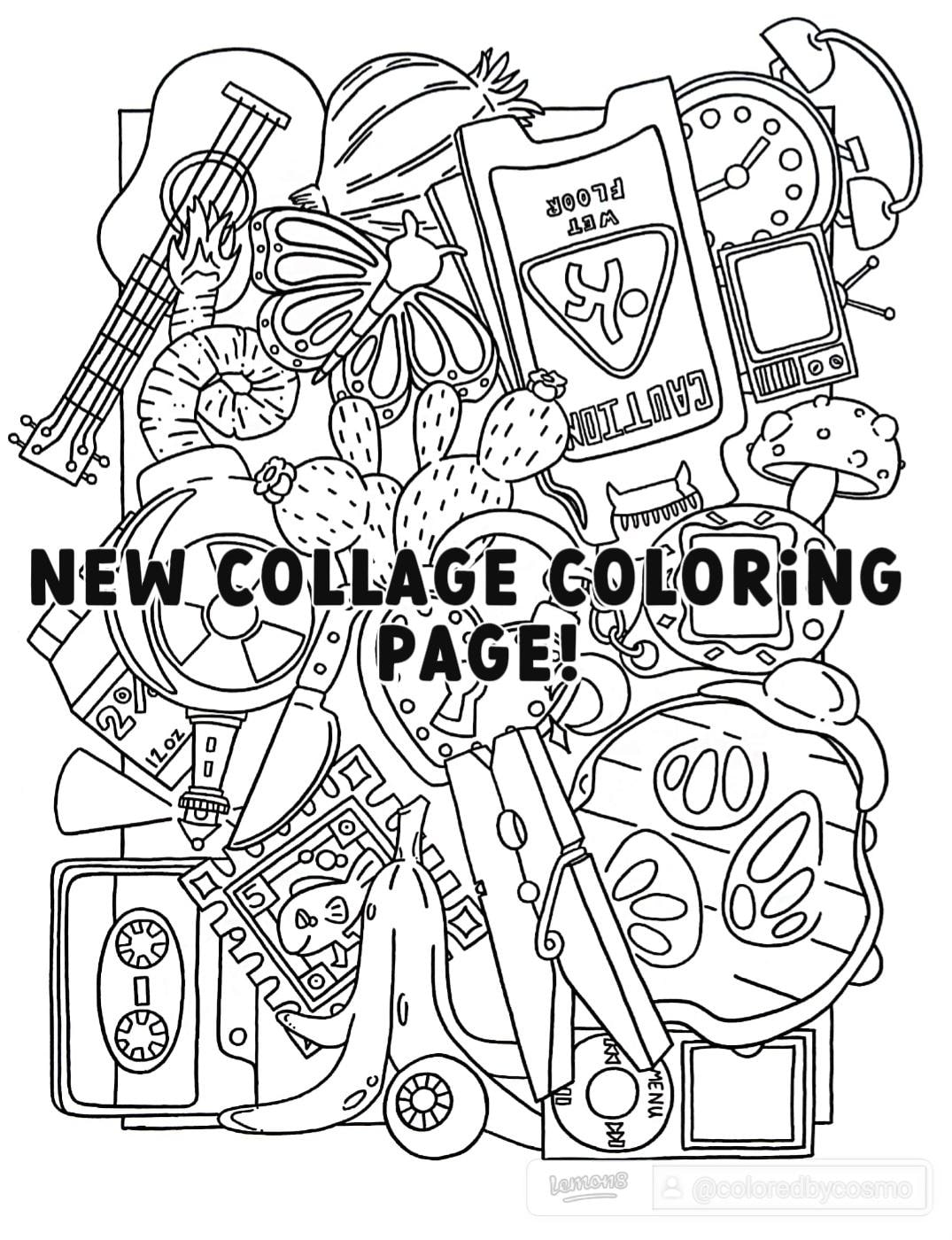 Collage Coloring Page - Etsy