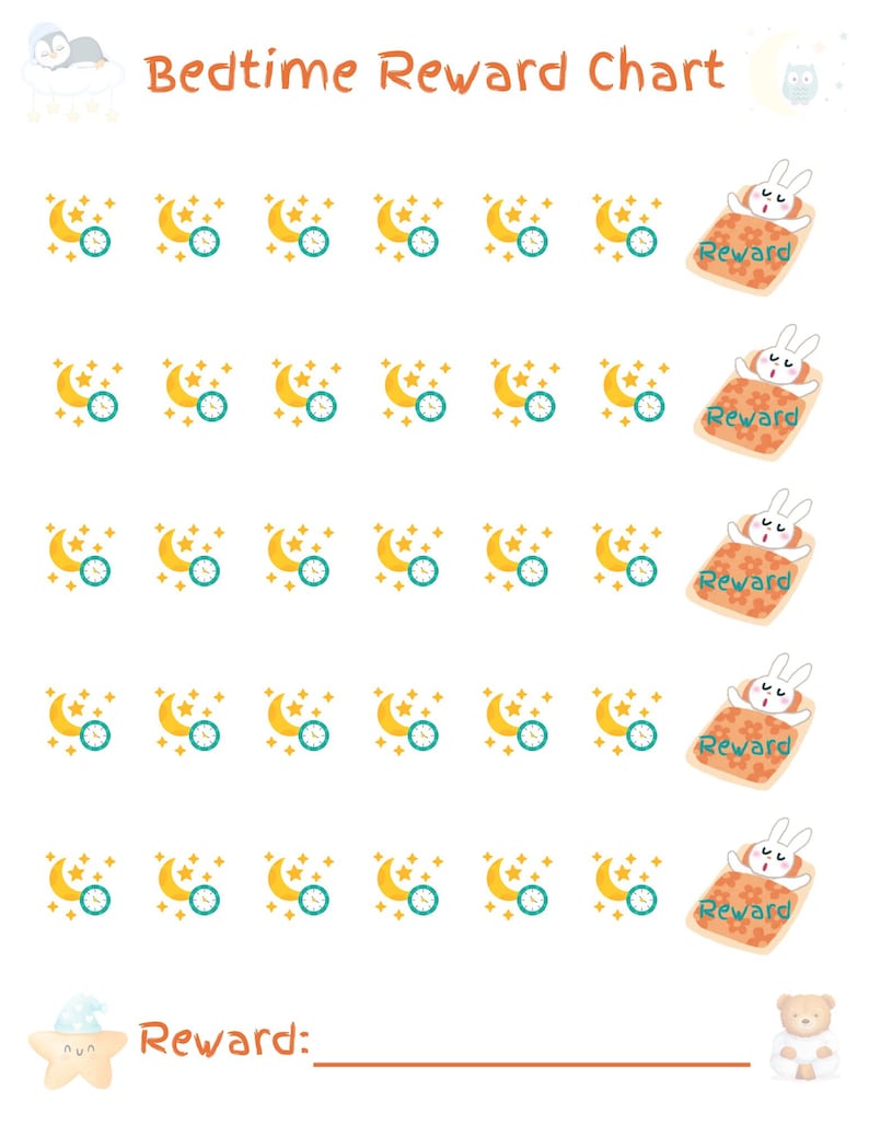 Kids Bedtime Reward Chart: Sleep Training Tracker (PDF) - Etsy