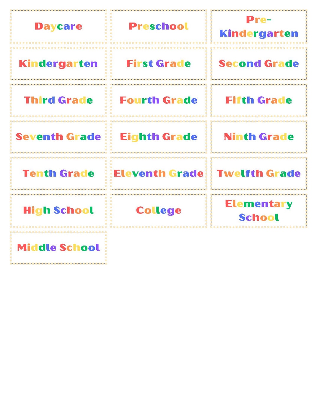 Grade File Labels | School Filing Labels - Etsy