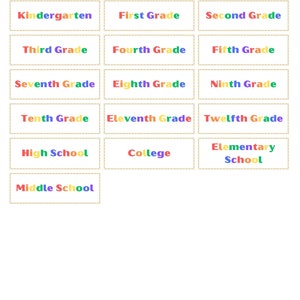 Grade File Labels | School Filing Labels - Etsy