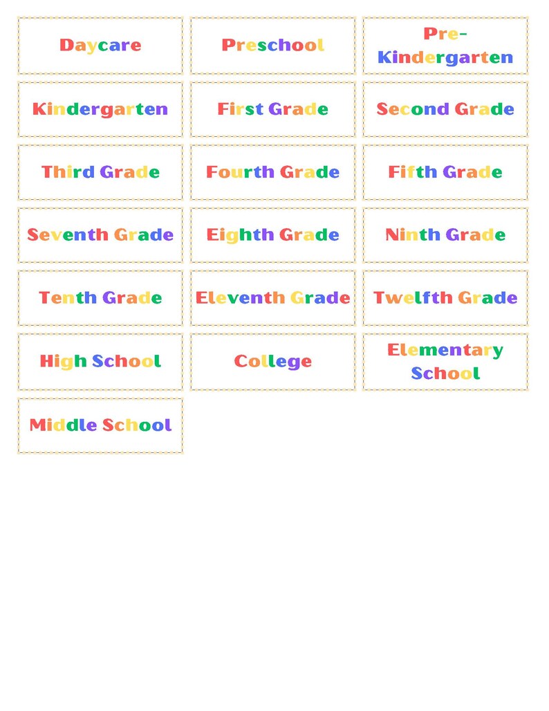 Grade File Labels | School Filing Labels - Etsy