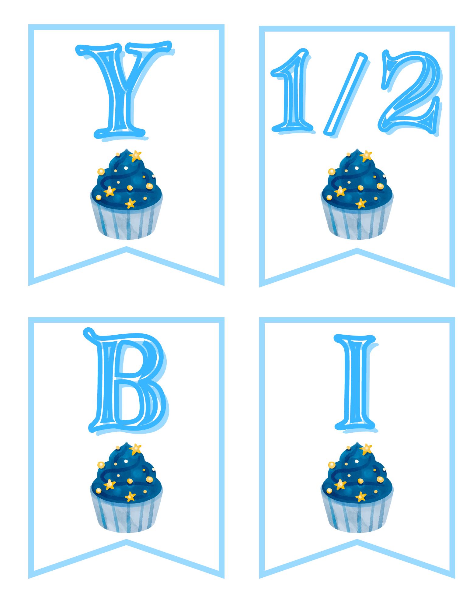 Small Half Birthday Banner | Printable Banner | Half Birthday | Blue ...