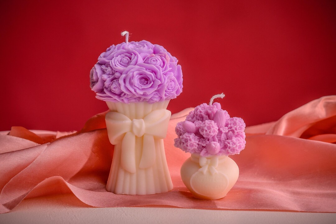 Luxury Flower Candle Bouquet Set, Rose Blossom Candle, Valentine’s Day ...