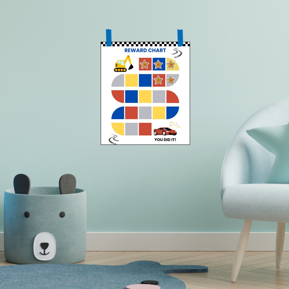 Vehicles Printable Reward Chart for Kids, Toddlers Digger and Race Car ...