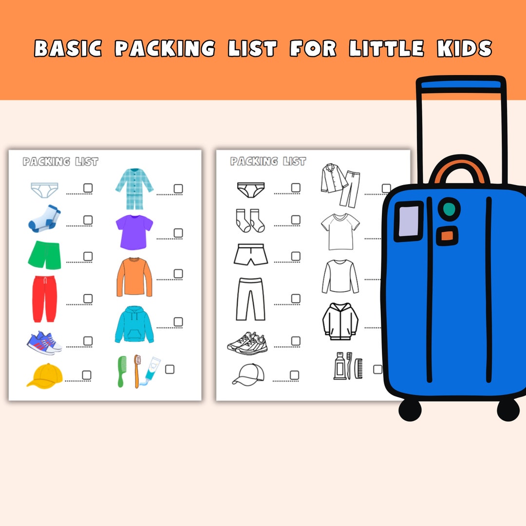 Packing List for Kids and Toddlers, Printable, Visual, Color, Images ...
