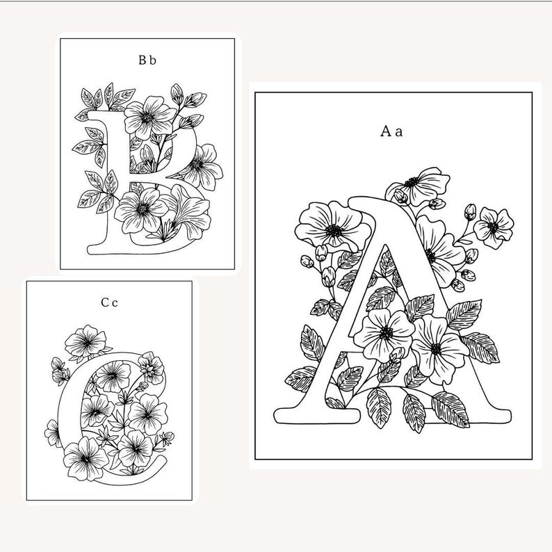 Alphabet Flower Coloring Book. - Etsy