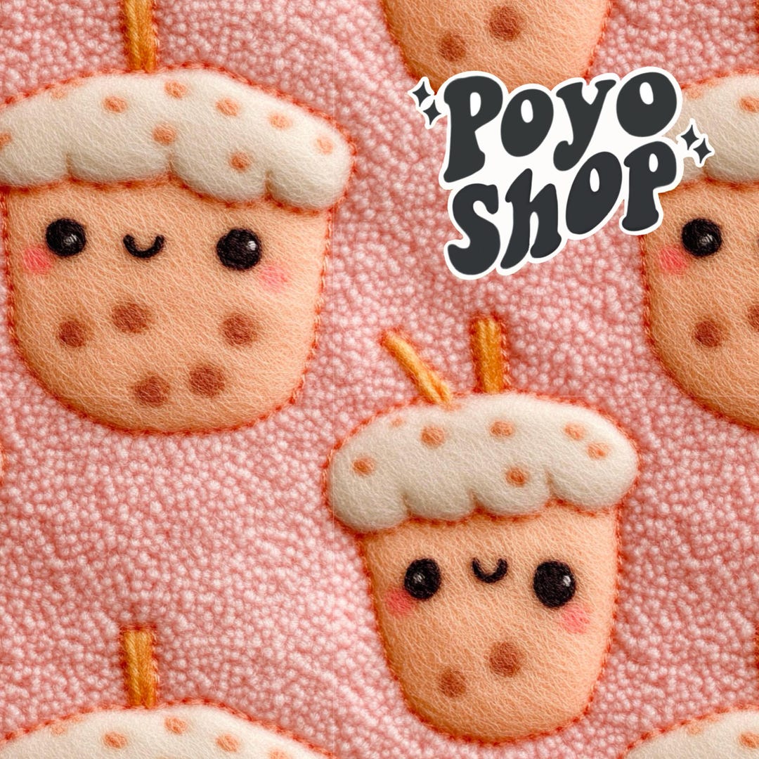 3D Kawaii Boba Teas Bubble Tea Seamless Pattern Fabric Sublimation ...