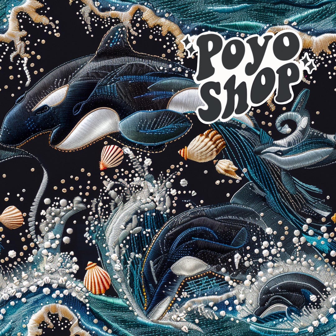 3D Orca Ocean Under the Sea Elegant Fabric Craft Digital Paper Pattern ...