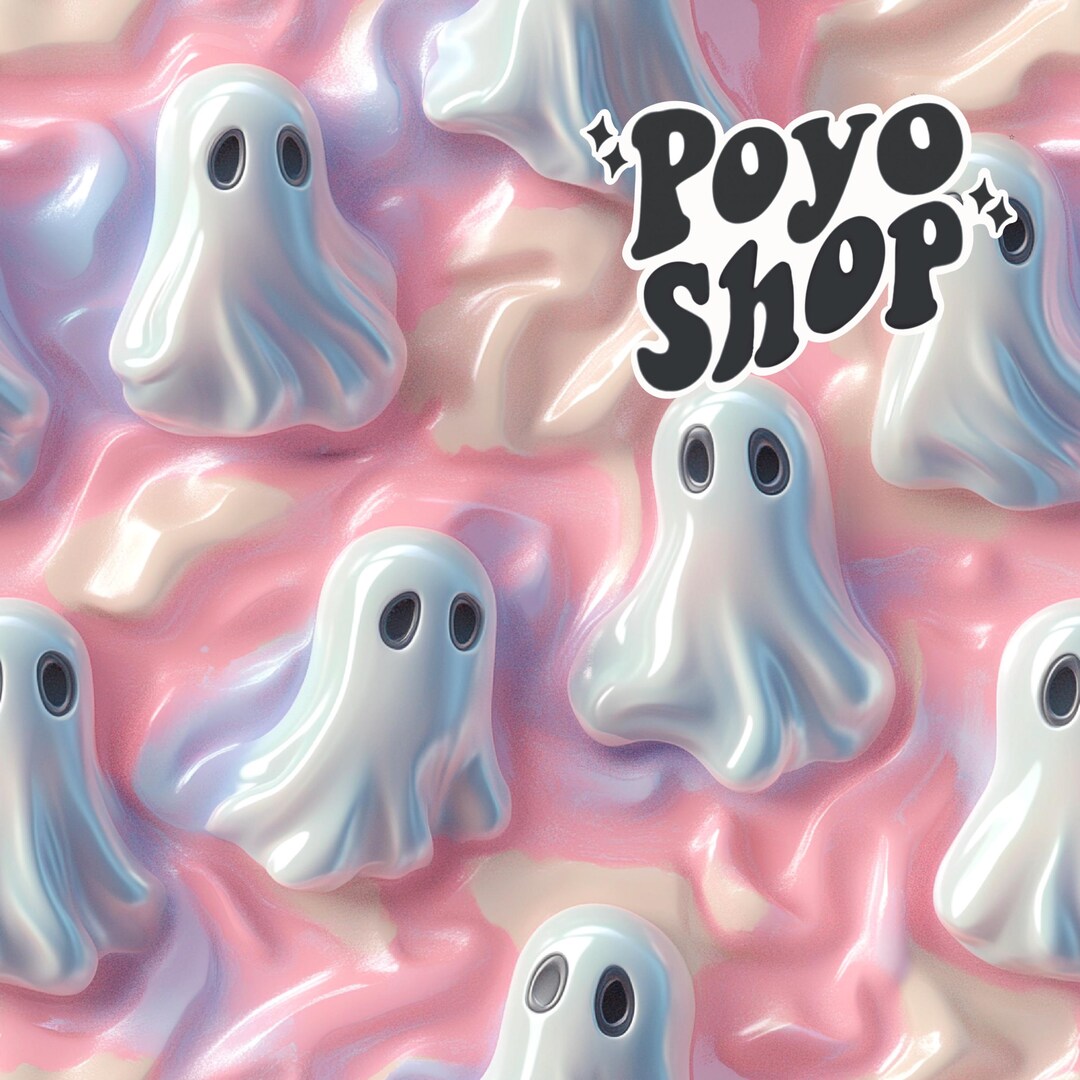 3D Inflated Ghosts Pink Shiny Putty Repeating File Fall Spooky Pattern ...
