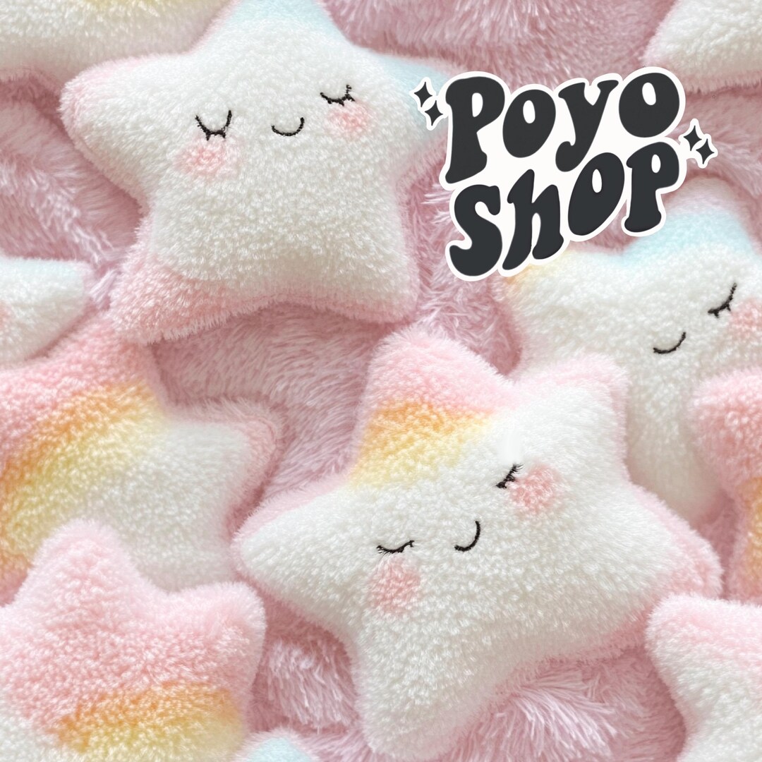 3D Fluffy Cute Pastel Pink Stars Seamless Pattern Fabric Sublimation ...