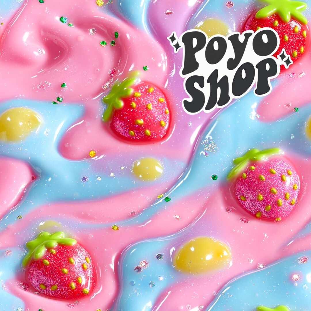 3D Pastel Slime Simulation Pattern Strawberries Digital Download Summer Wallpaper Summer Fruits ...
