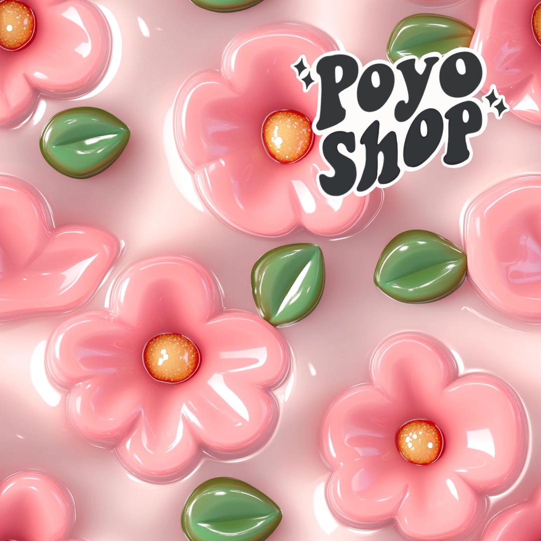 3D Pink Aesthetic Squishy Kawaii Flowers Pattern Repeating File Fabric ...