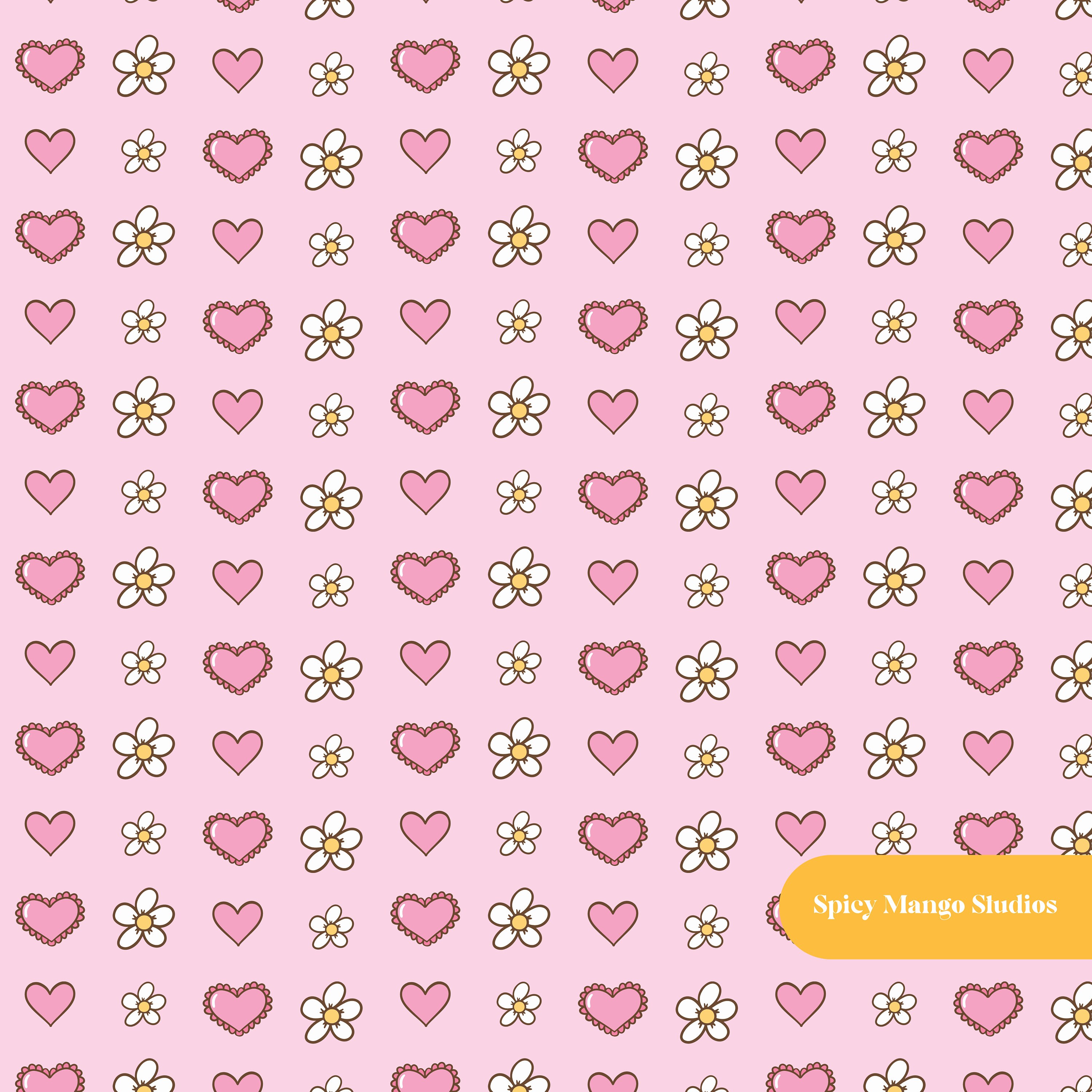 Daisy Hearts Floral Seamless Pattern in Pink - Etsy