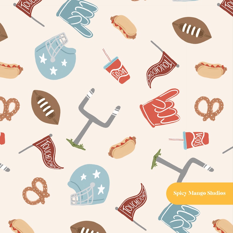 Fun Football Seamless Pattern in Neutral - Etsy
