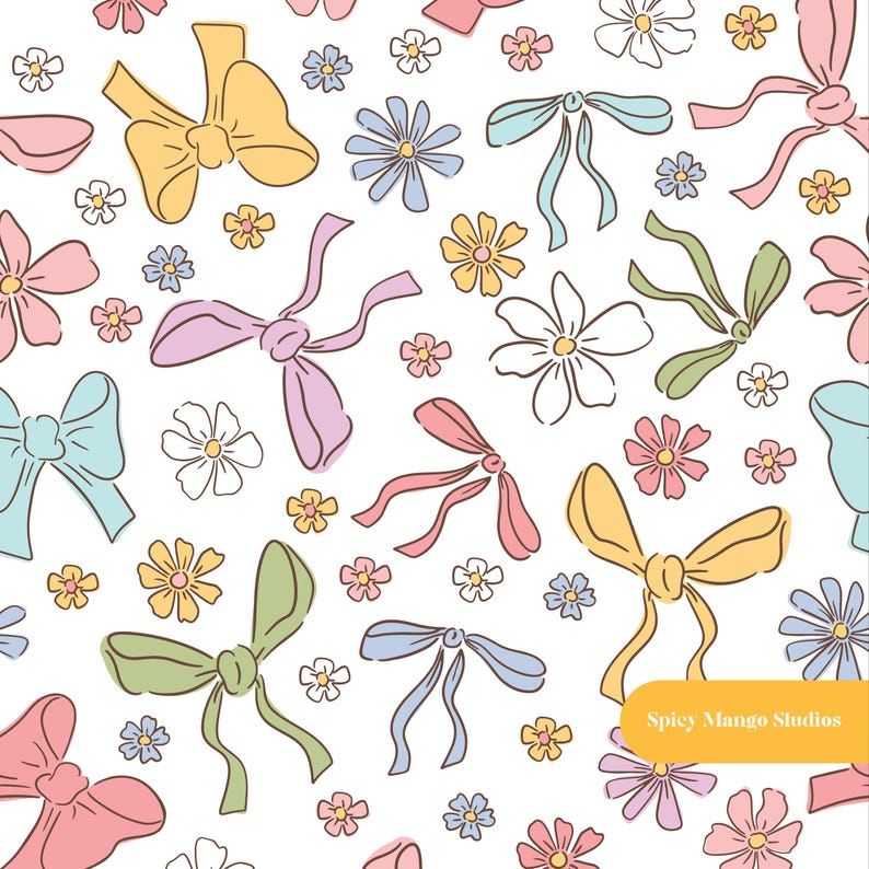 Colorful Bows Seamless Pattern in White - Etsy
