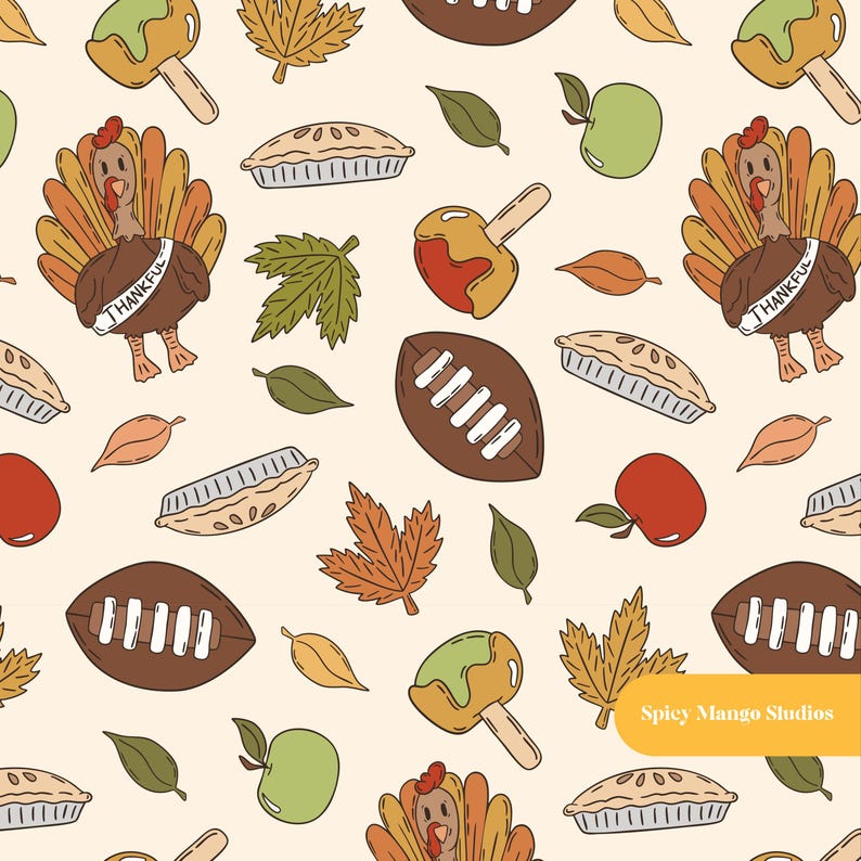 Thanksgiving Seamless Pattern in Neutral - Etsy