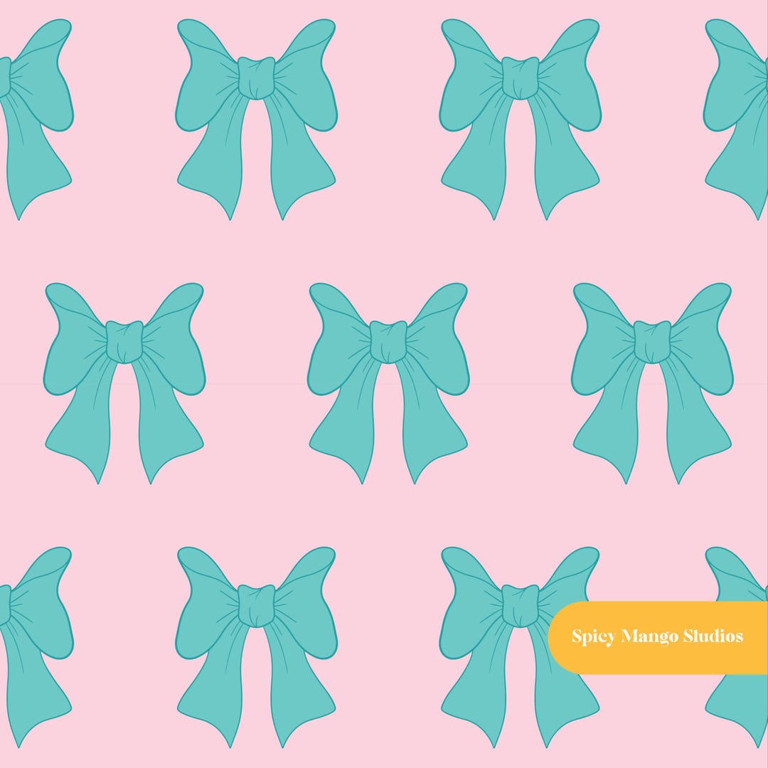 Preppy Bows Seamless Pattern in Pink and Teal - Etsy