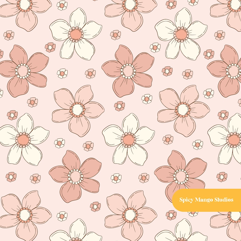 Pastel Floral Seamless Pattern in Pastel Pink - Etsy