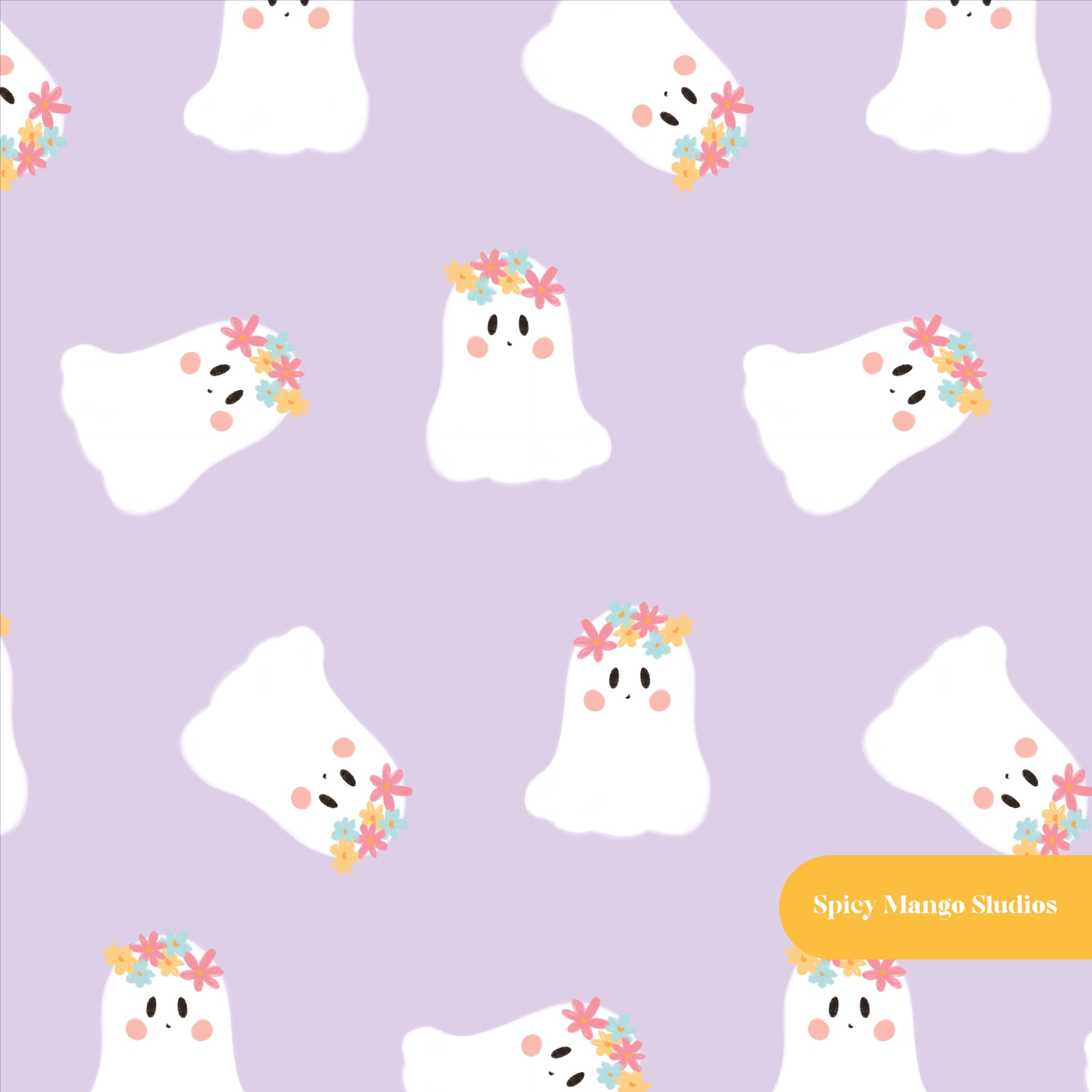Happy Ghosts Seamless Pattern in Purple - Etsy