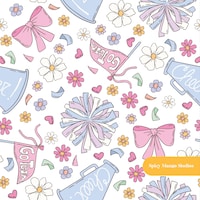 Cheerleading Digital Scrapbook Papers, Light Blue Red Cheerleader Cheer ...