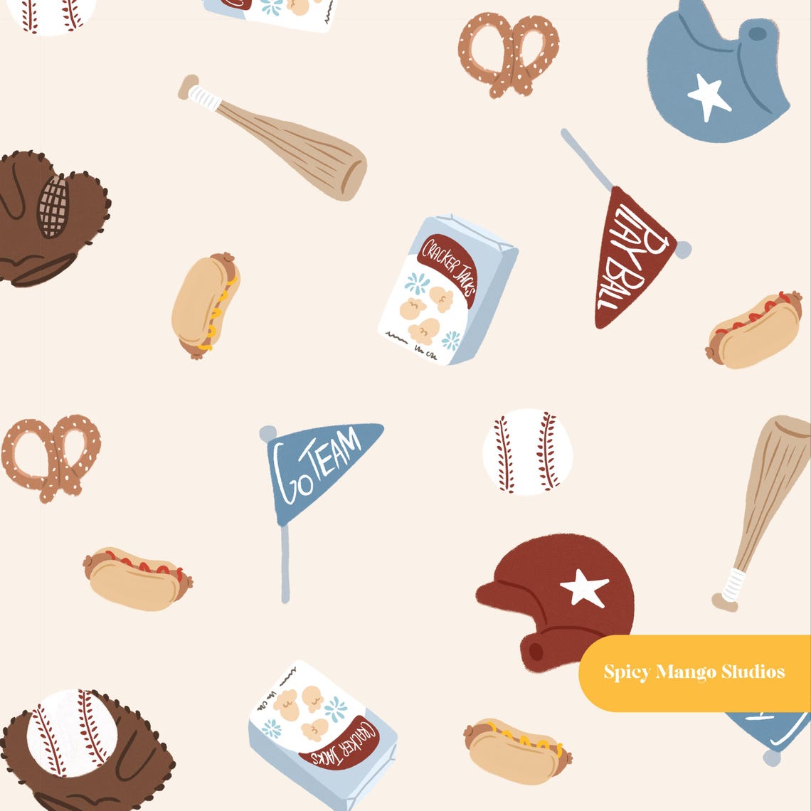 All American Baseball Seamless Pattern in Neutral - Etsy
