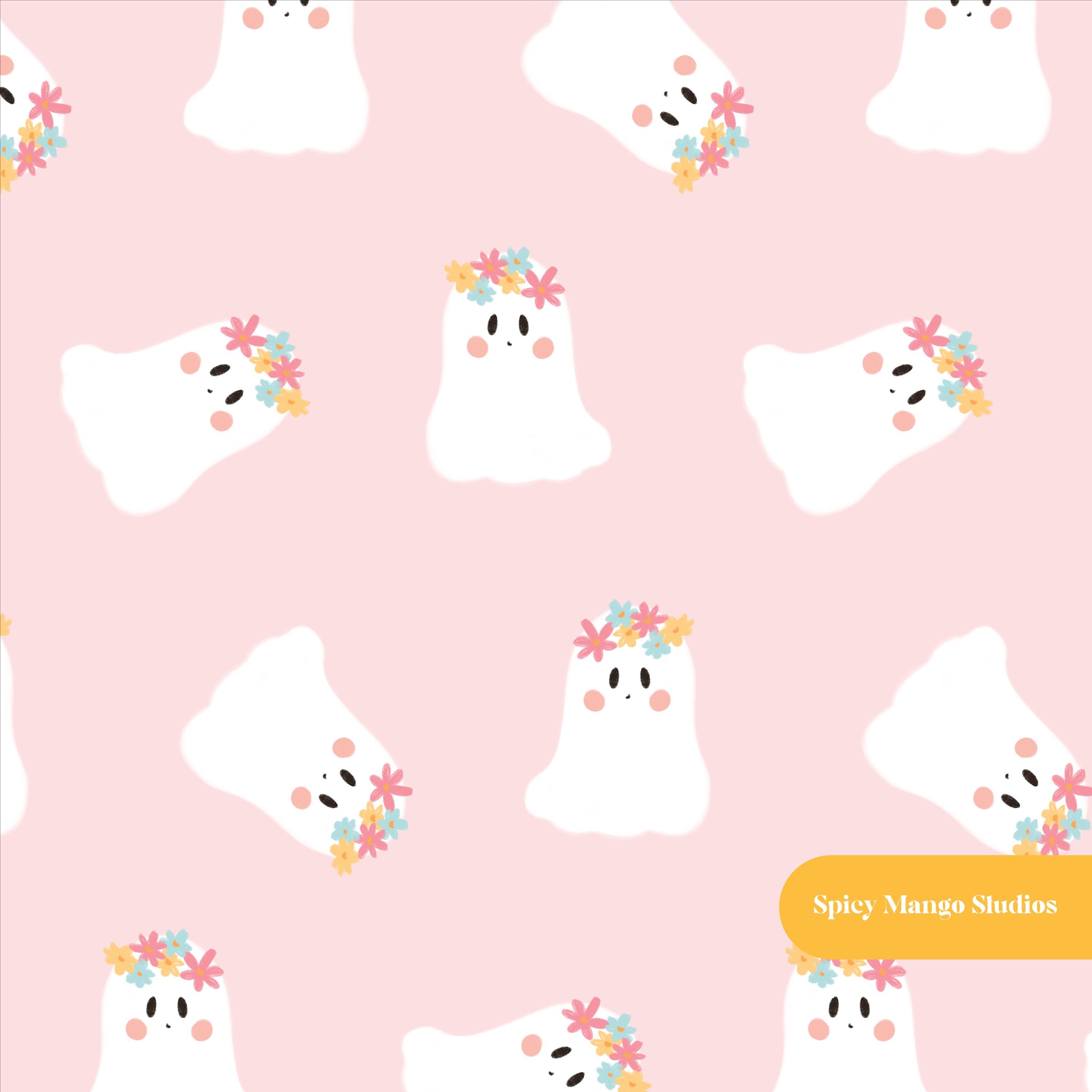 Happy Ghosts Seamless Pattern in Pink - Etsy