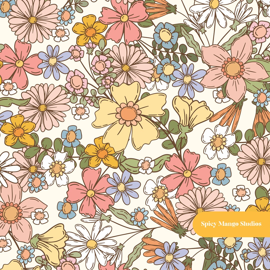 Happy Fall Floral Seamless Pattern - Etsy