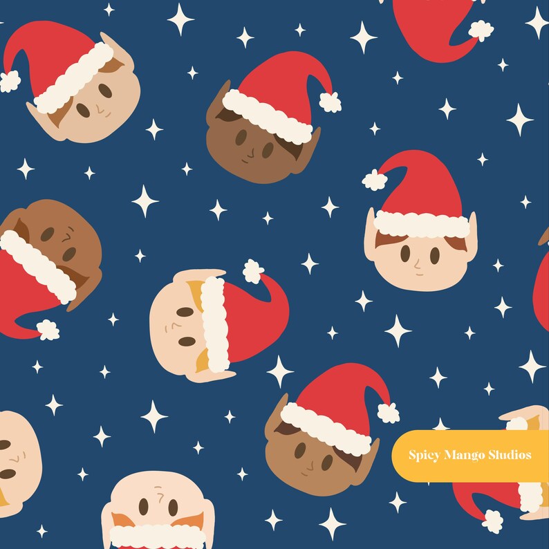 Christmas Elves Seamless Pattern in Navy - Etsy