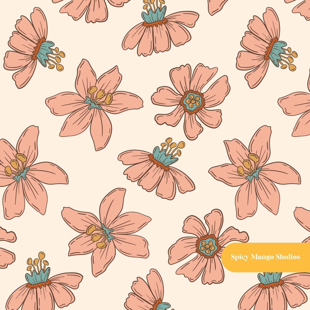 Mallorca Floral Seamless Pattern in Neutral - Etsy