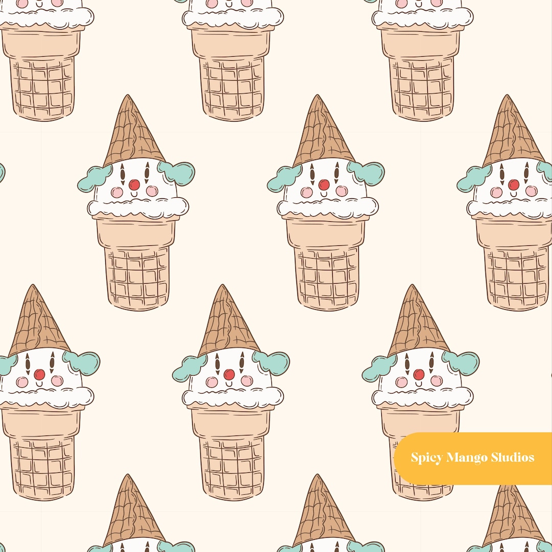 Ice Cream Clown Seamless Pattern in Neutral - Etsy