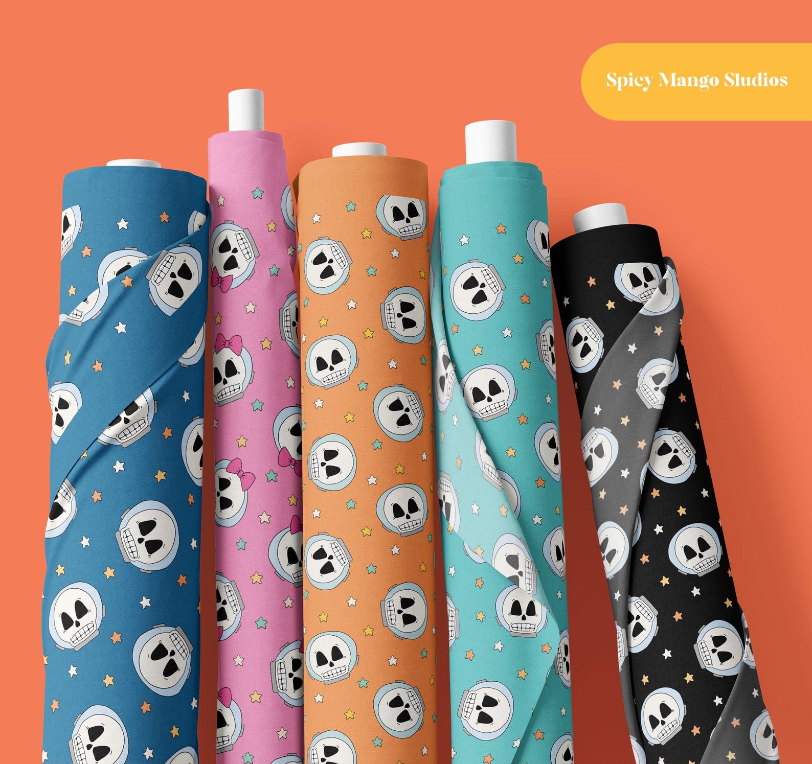 Astro Skulls Halloween Seamless Pattern in Black - Etsy