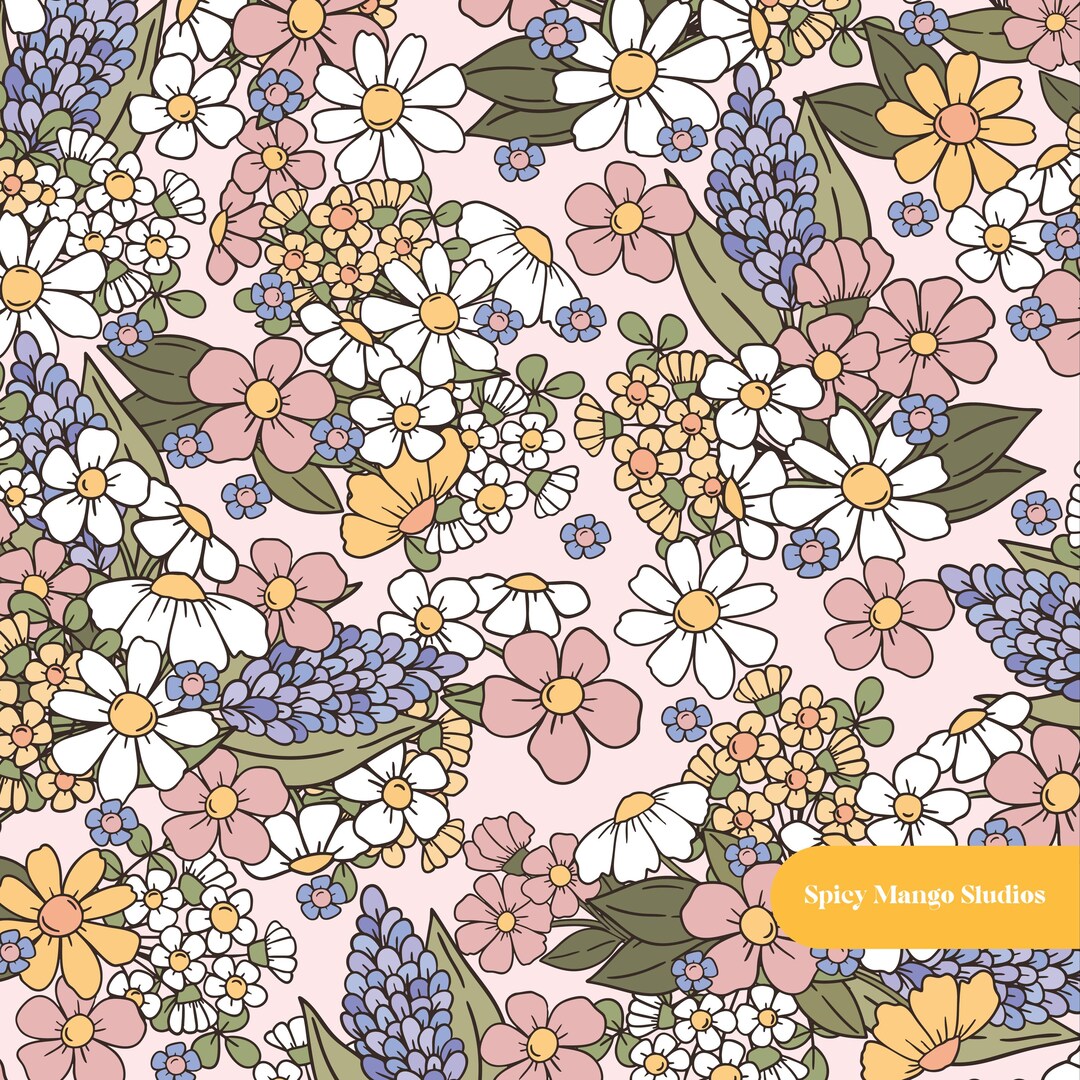 Dusty Fall Floral Seamless Pattern in Pink - Etsy