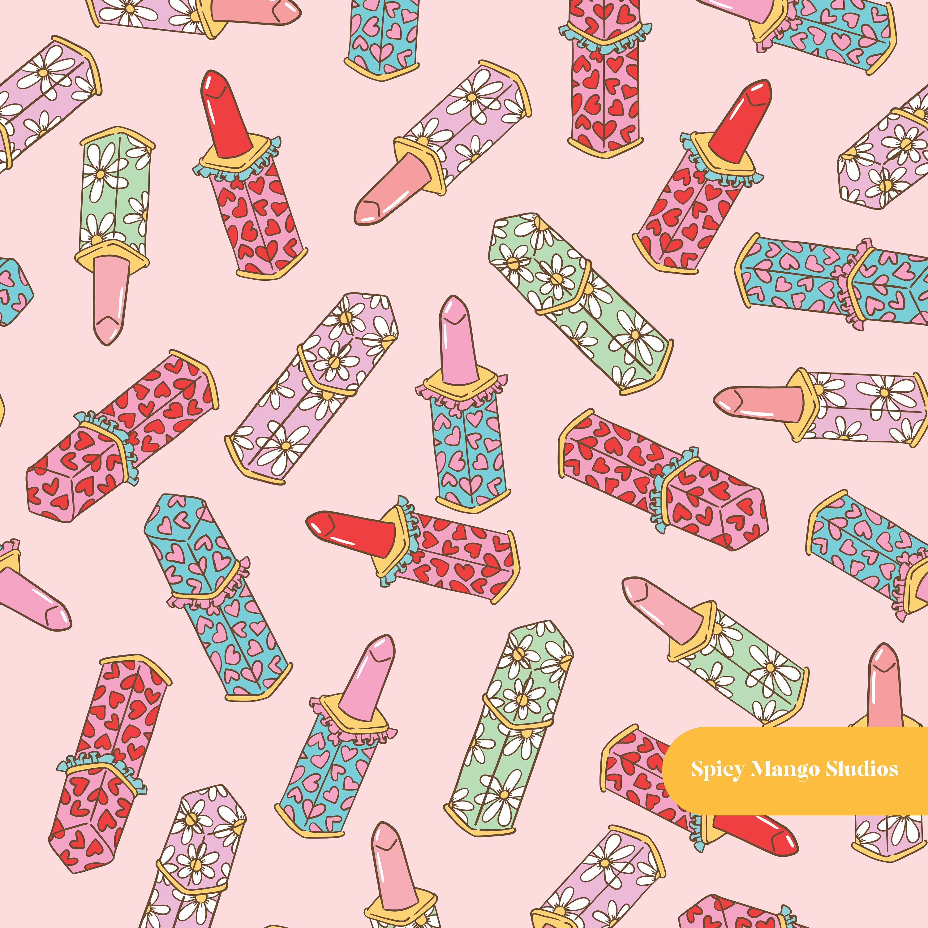 Lucky Lipstick Seamless Pattern in Pink - Etsy