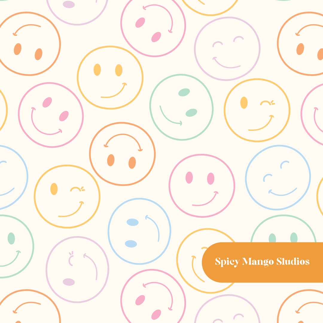 Pastel Rainbow Happiness Seamless Pattern in off White - Etsy