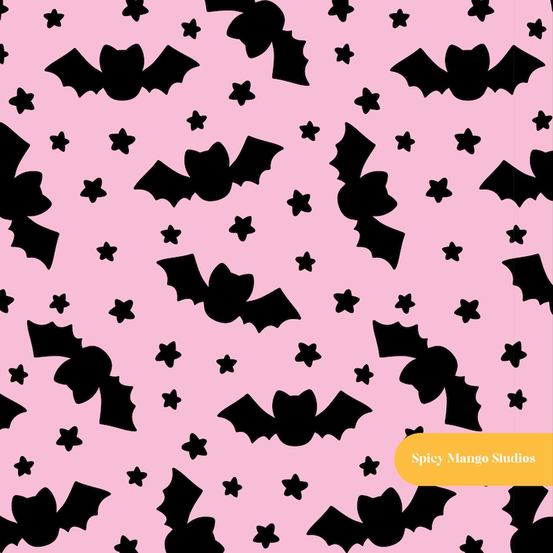 Halloween Bats Seamless Pattern in Light Pink - Etsy