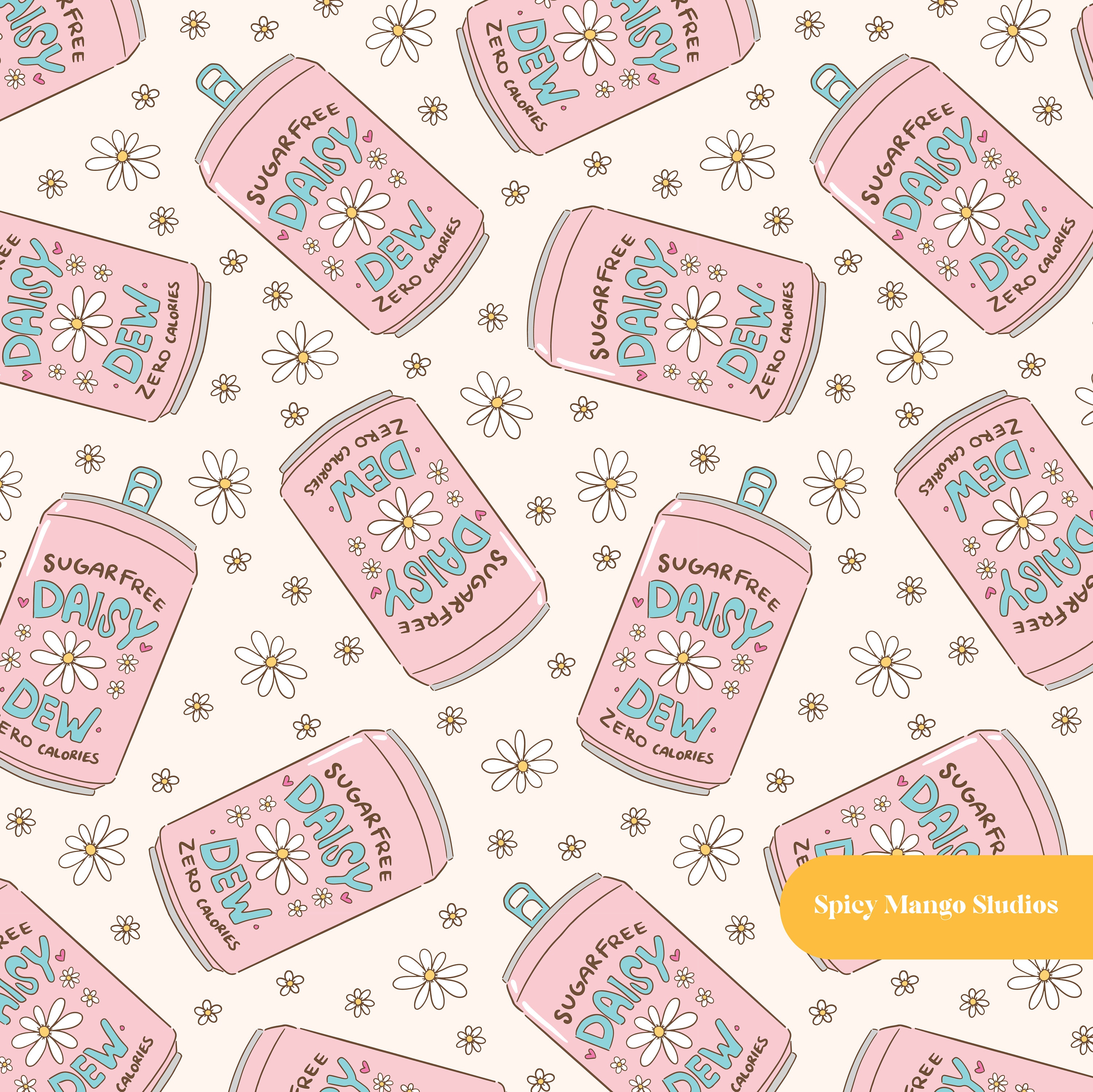 Daisy Dew Soda Seamless Pattern in Neutral - Etsy