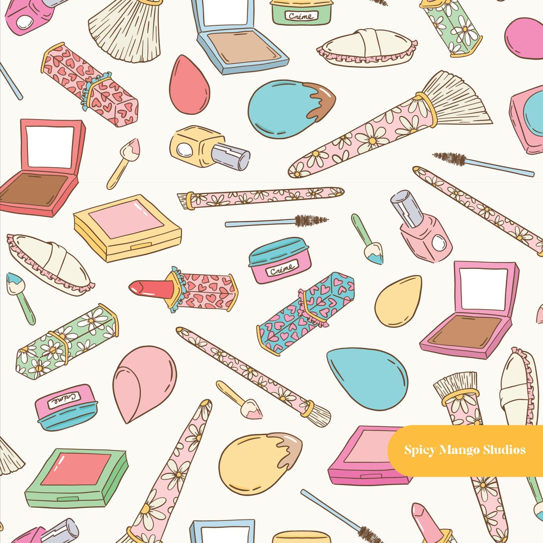 Makeup Vibes Seamless Pattern in Neutral - Etsy